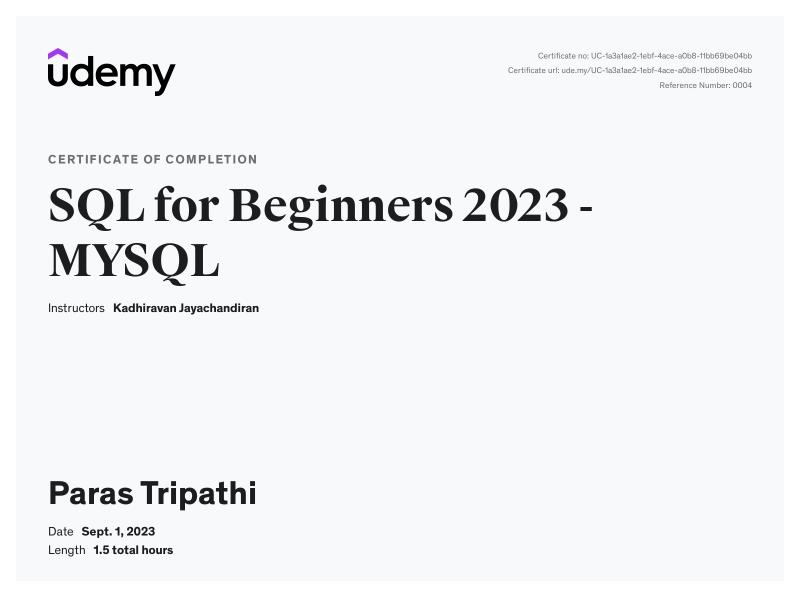 Paras Tripathi on LinkedIn: Udemy Course Completion Certificate Paras Tripathi on LinkedIn: Udemy Course Completion Certificate