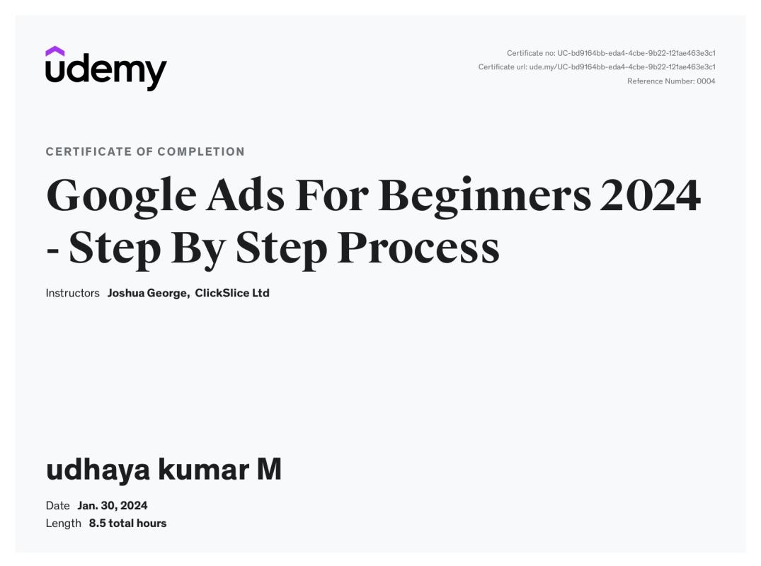 Udhaya Kumar on LinkedIn: Udemy Course Completion Certificate Udhaya Kumar on LinkedIn: Udemy Course Completion Certificate