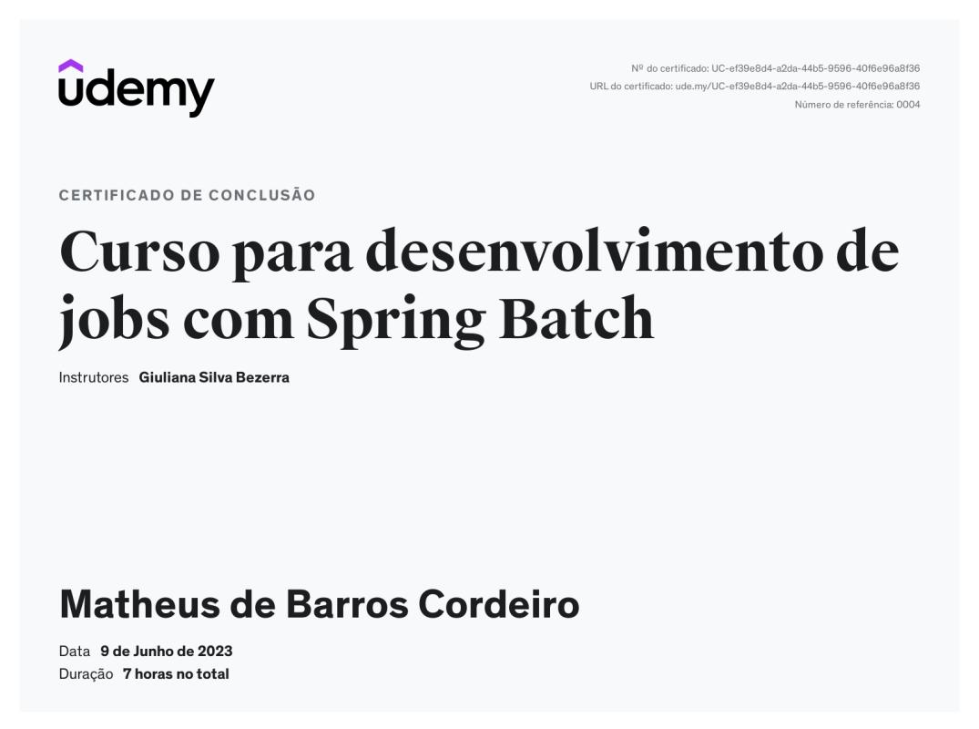 Matheus Cordeiro on LinkedIn: Udemy Course Completion Certificate Matheus Cordeiro on LinkedIn: Udemy Course Completion Certificate