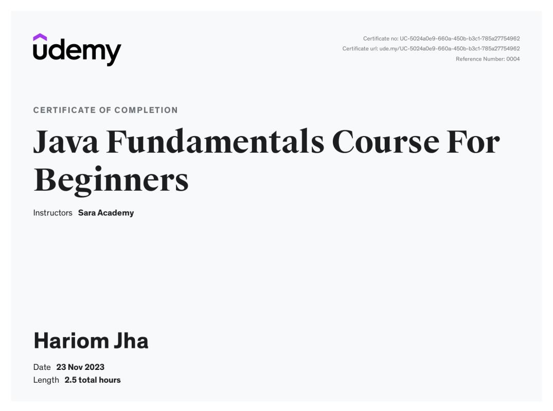 Hariom Jha - Developer on LinkedIn: Udemy Course Completion Certificate Hariom Jha - Developer on LinkedIn: Udemy Course Completion Certificate