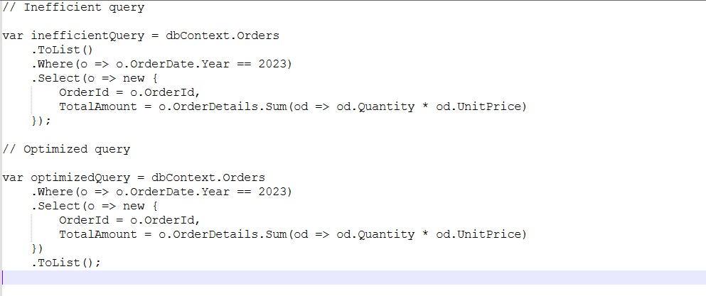 Muhammad Talha on LinkedIn: Optimizing LINQ Queries in C# and .NET Core ... Muhammad Talha on LinkedIn: Optimizing LINQ Queries in C# and .NET Core ...