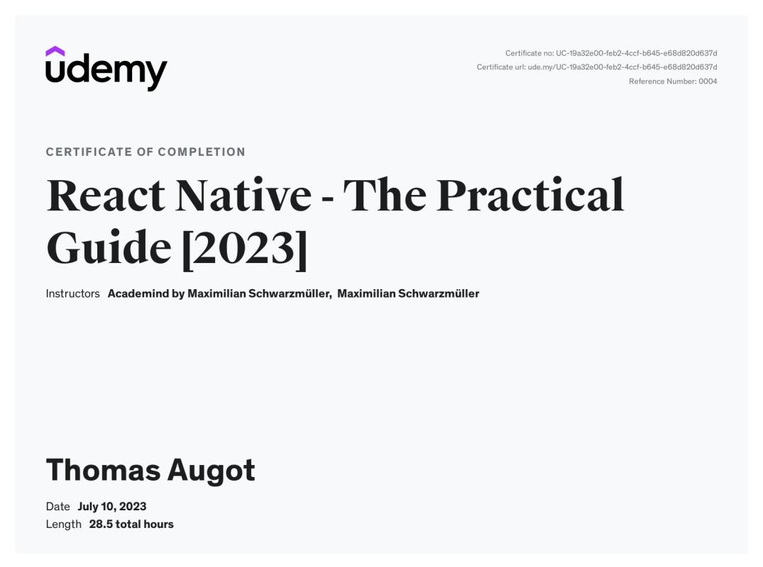 Thomas Augot on LinkedIn: Udemy Course Completion Certificate Thomas Augot on LinkedIn: Udemy Course Completion Certificate