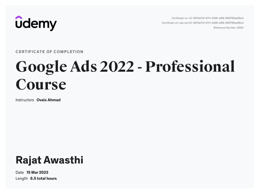 Rajat Awasthi on LinkedIn: Udemy Course Completion Certificate Rajat Awasthi on LinkedIn: Udemy Course Completion Certificate