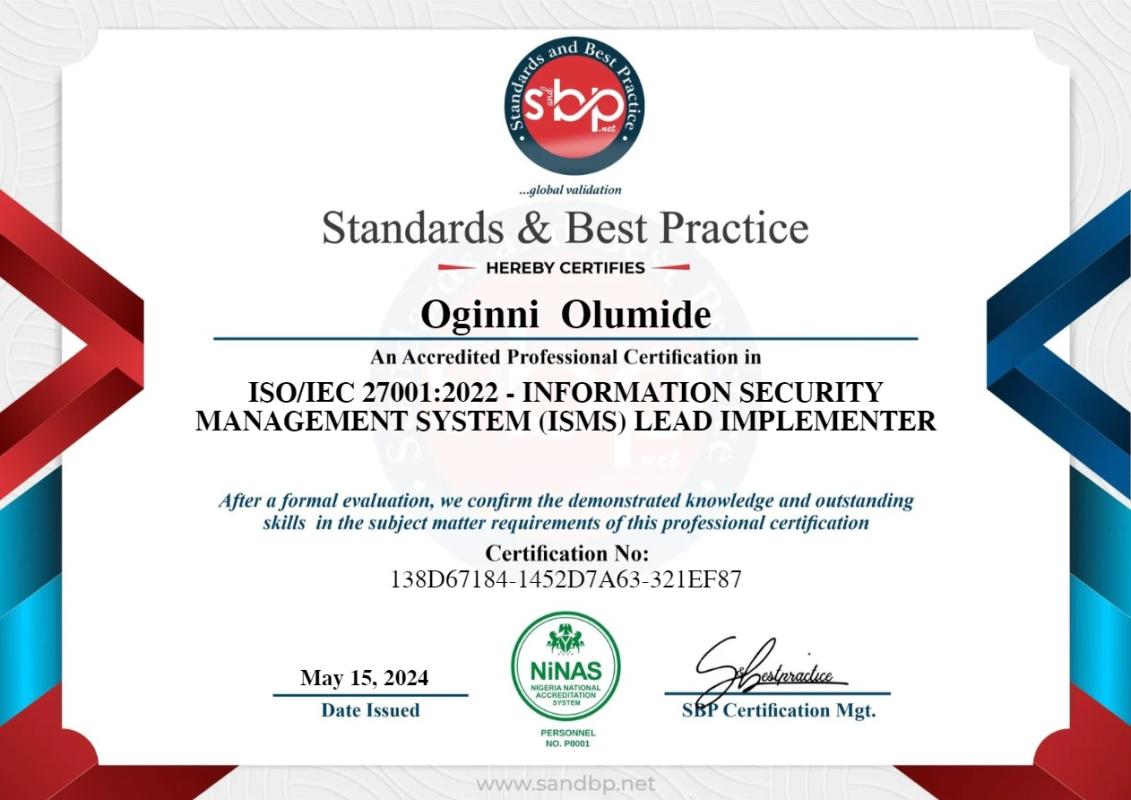 Oginni Olumide CISSP_CEH_AWS_ITIL_COBIT_CCNA_CCNP_ CDPO_ISMS_ITSM on ... Oginni Olumide CISSP_CEH_AWS_ITIL_COBIT_CCNA_CCNP_ CDPO_ISMS_ITSM on ...
