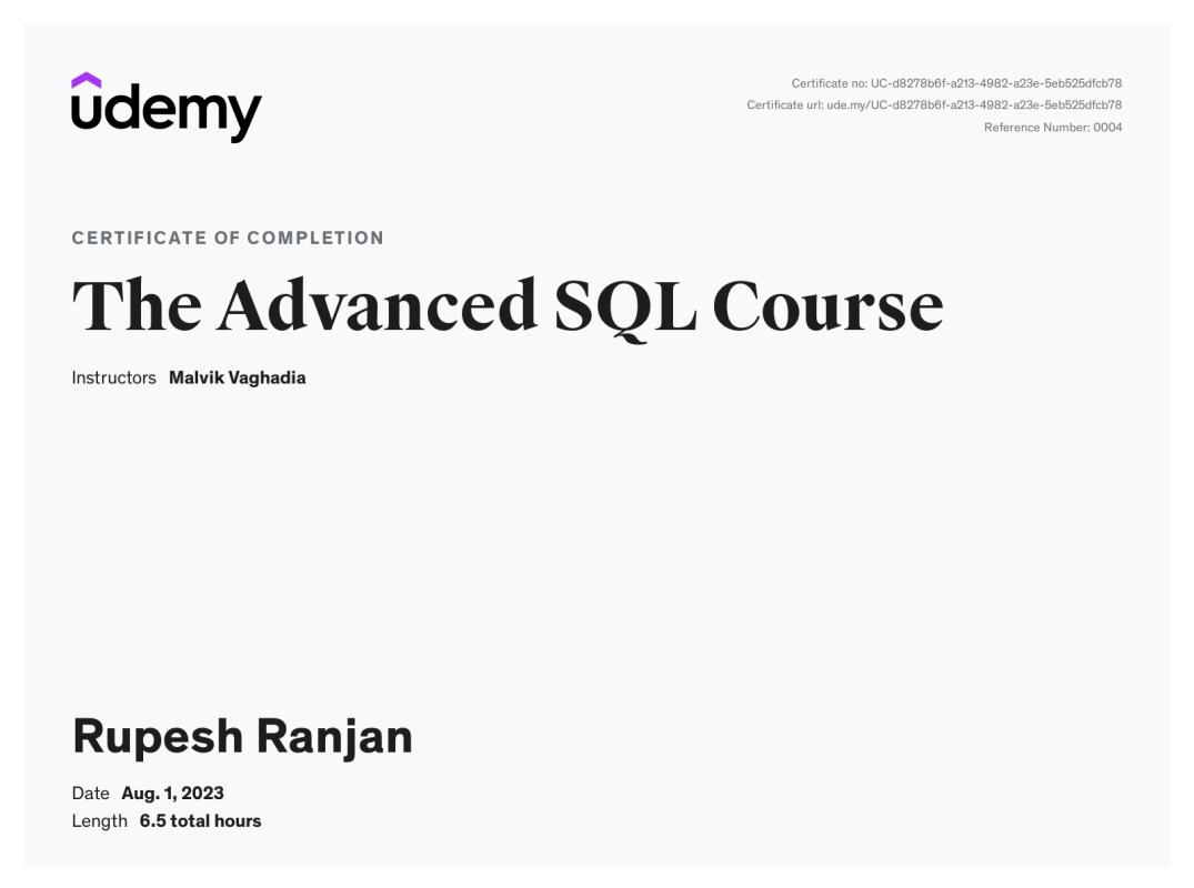 Rupesh Ranjan on LinkedIn: Udemy Course Completion Certificate Rupesh Ranjan on LinkedIn: Udemy Course Completion Certificate