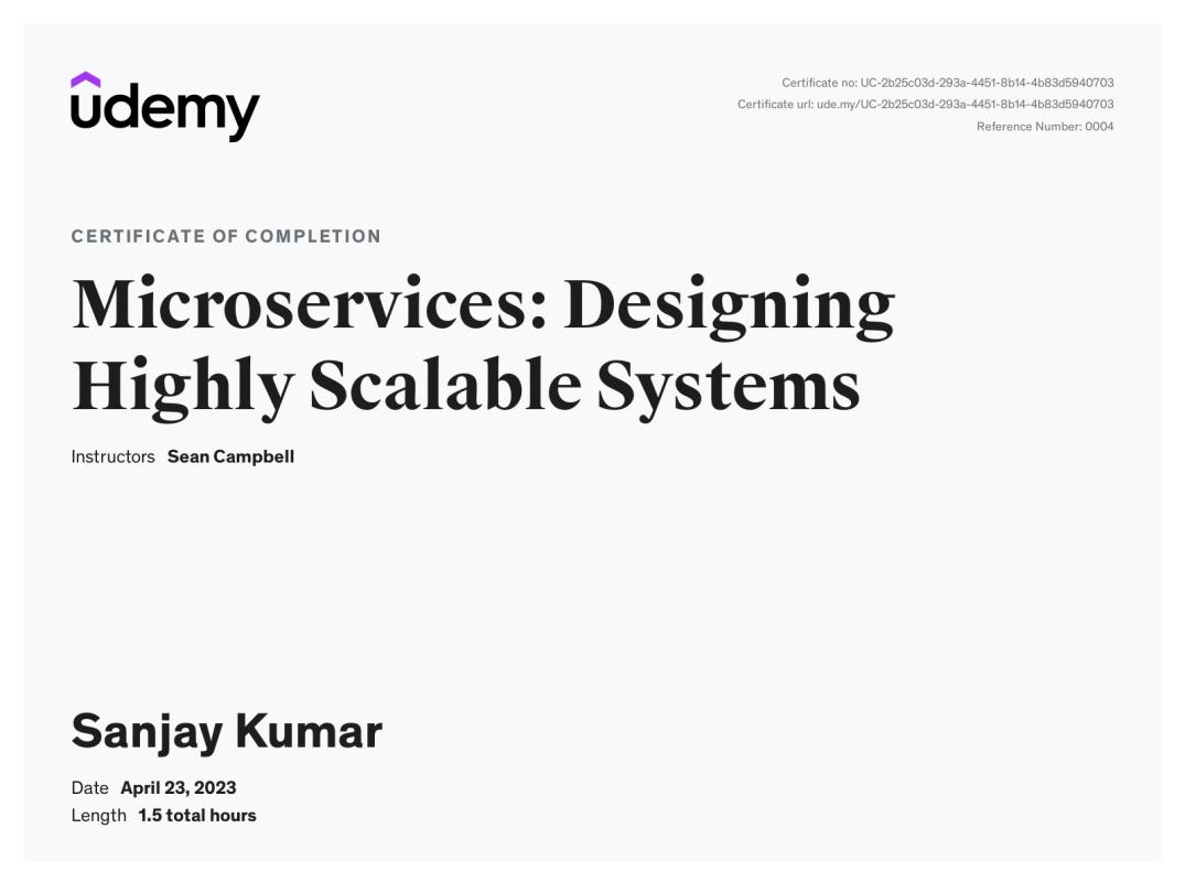 Sanjay Kumar 🇮🇳 on LinkedIn: Udemy Course Completion Certificate Sanjay Kumar 🇮🇳 on LinkedIn: Udemy Course Completion Certificate