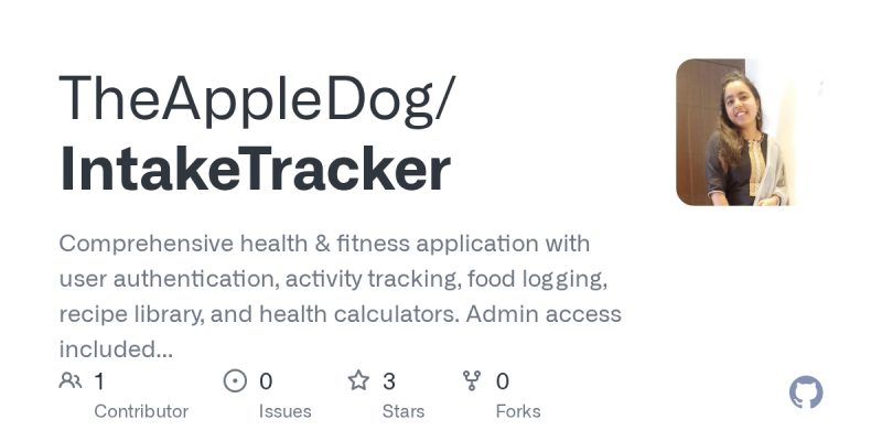 Khushi Kulkarni on LinkedIn: GitHub - TheAppleDog/IntakeTracker ... Khushi Kulkarni on LinkedIn: GitHub - TheAppleDog/IntakeTracker ...