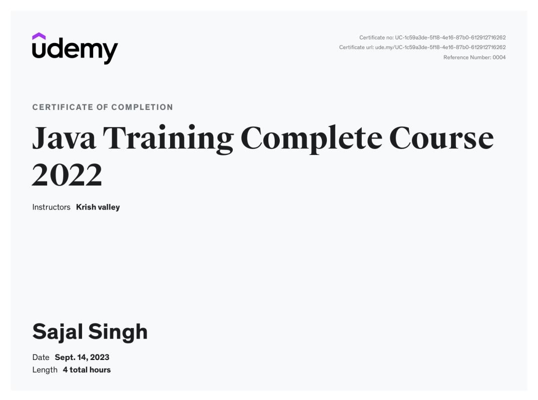 Sajal Singh on LinkedIn: Udemy Course Completion Certificate Sajal Singh on LinkedIn: Udemy Course Completion Certificate