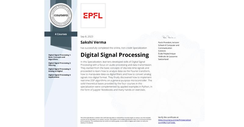 Sakshi Verma on LinkedIn: Completion Certificate for Digital Signal ... Sakshi Verma on LinkedIn: Completion Certificate for Digital Signal ...