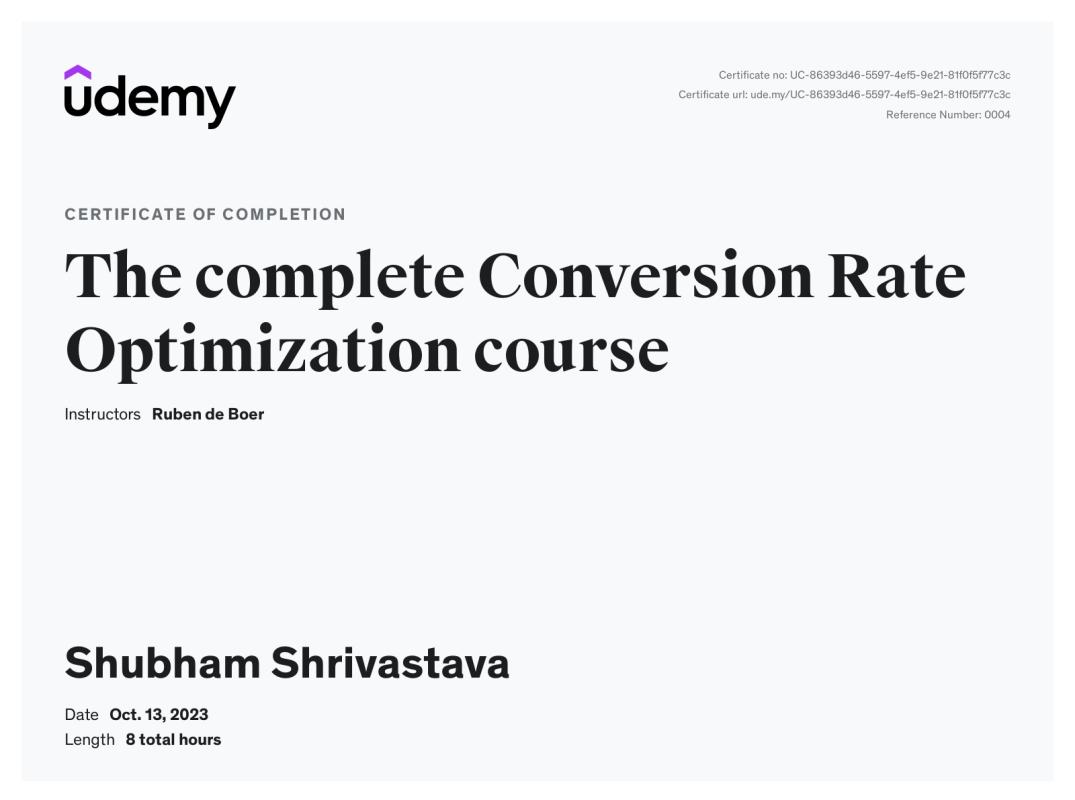 Shubham Shrivastava on LinkedIn: Udemy Course Completion Certificate Shubham Shrivastava on LinkedIn: Udemy Course Completion Certificate