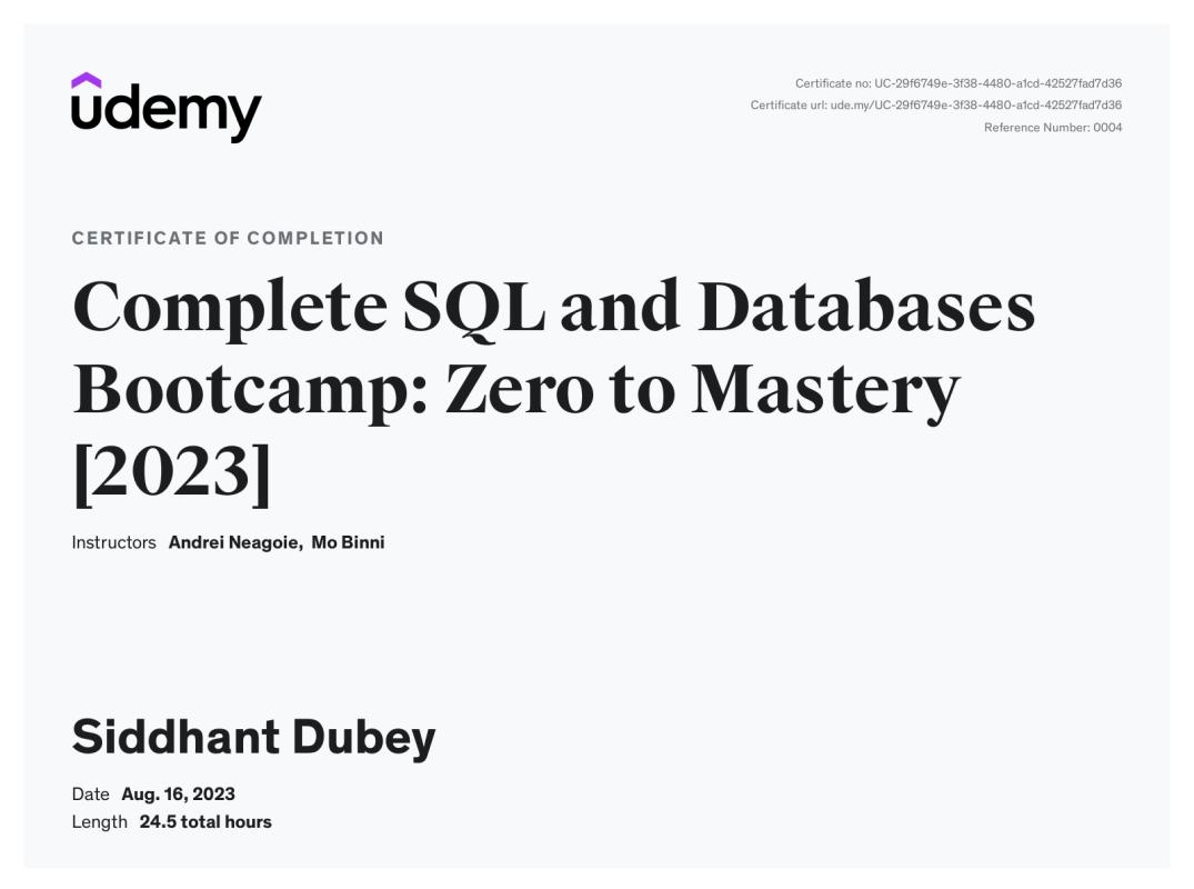 Siddhant Dubey on LinkedIn: Udemy Course Completion Certificate Siddhant Dubey on LinkedIn: Udemy Course Completion Certificate