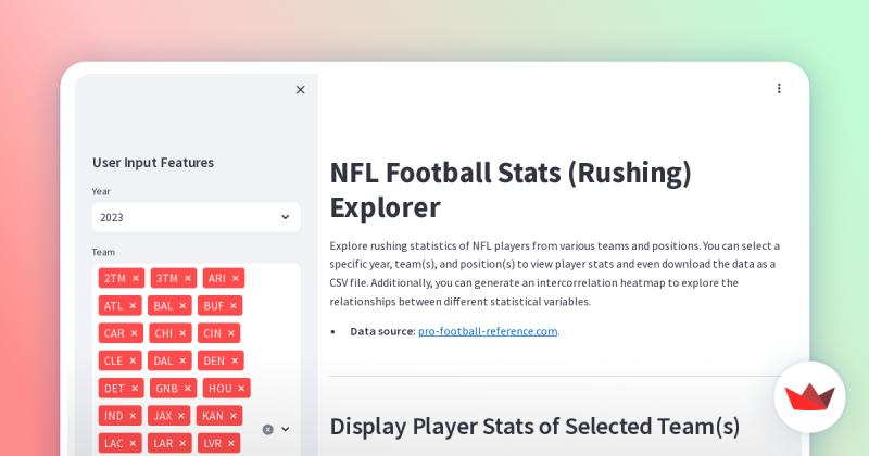 Introducing the NFL Football Stats (Rushing) app | Jaweria Batool ... Introducing the NFL Football Stats (Rushing) app | Jaweria Batool ...