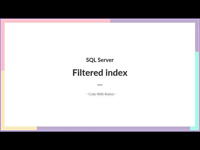 rohini sharda ram parade on LinkedIn: Mastering Filtered Indexes in SQL ... rohini sharda ram parade on LinkedIn: Mastering Filtered Indexes in SQL ...