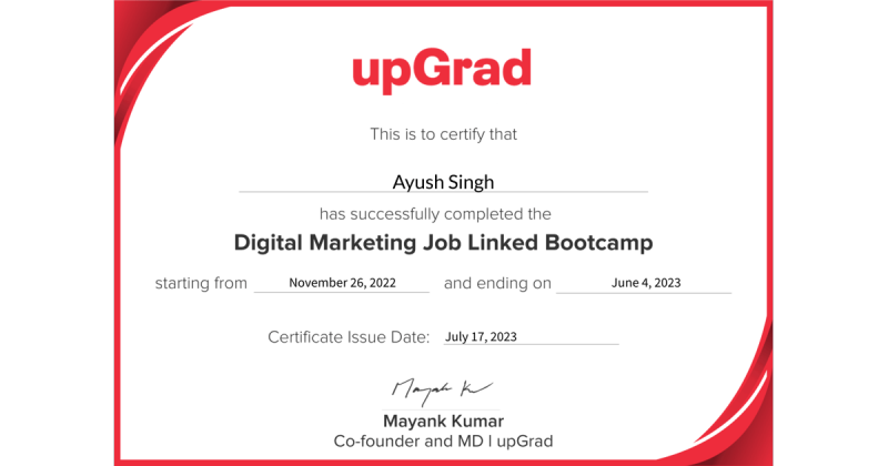 AYUSH SINGH on LinkedIn: DM JG Bootcamp C2 • Ayush Singh • upGrad ... AYUSH SINGH on LinkedIn: DM JG Bootcamp C2 • Ayush Singh • upGrad ...