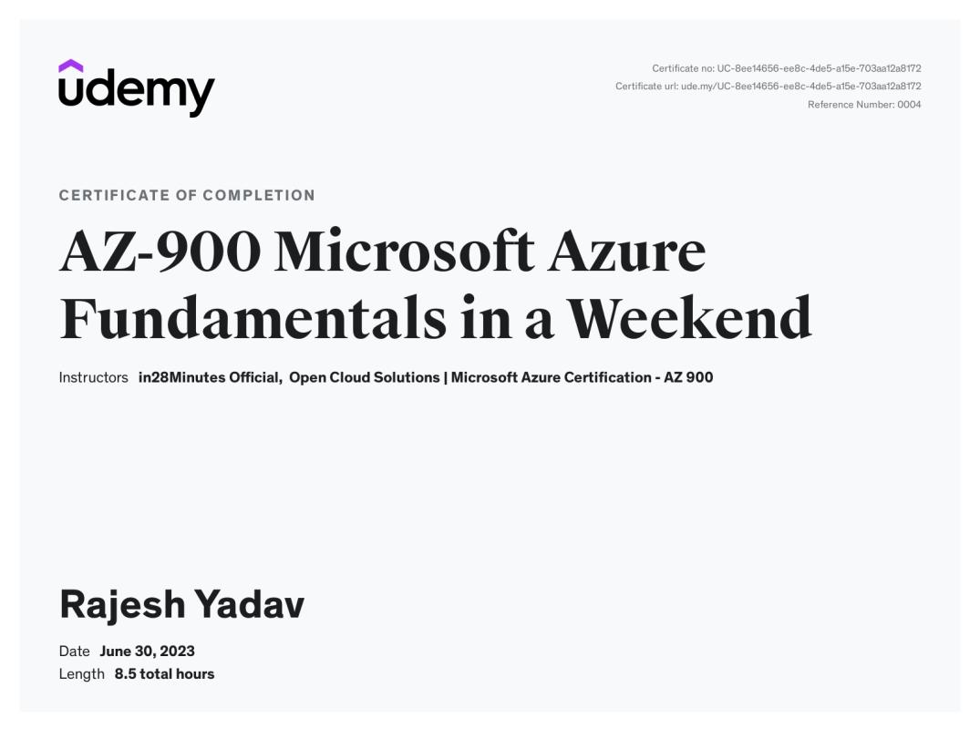 Rajesh Yadav on LinkedIn: Udemy Course Completion Certificate Rajesh Yadav on LinkedIn: Udemy Course Completion Certificate