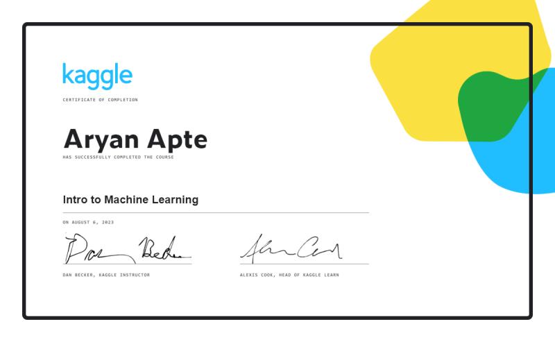 Aryan Apte on LinkedIn: Aryan Apte completed the Intro to Machine ... Aryan Apte on LinkedIn: Aryan Apte completed the Intro to Machine ...