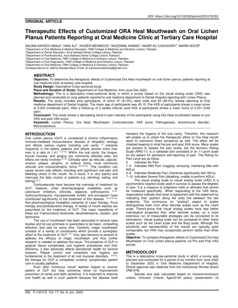 Khizer Mehmood on LinkedIn: (PDF) Therapeutic Effects of Customized ORA ... Khizer Mehmood on LinkedIn: (PDF) Therapeutic Effects of Customized ORA ...