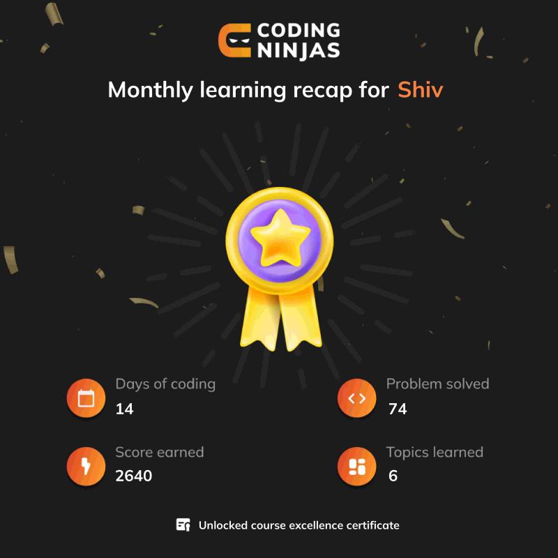 Shiv Upadhyay on LinkedIn: Codingninjas | Achievements Shiv Upadhyay on LinkedIn: Codingninjas | Achievements