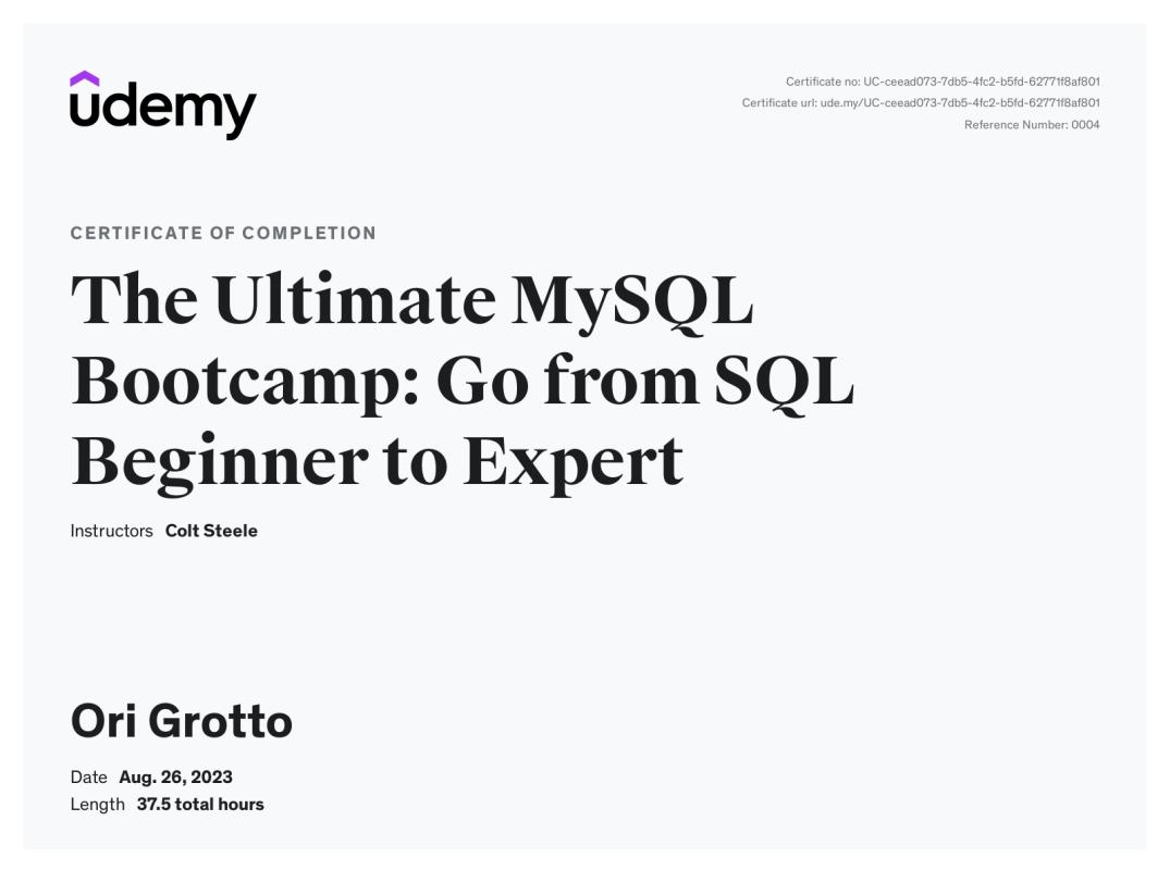 Ori Grotto on LinkedIn: Udemy Course Completion Certificate Ori Grotto on LinkedIn: Udemy Course Completion Certificate