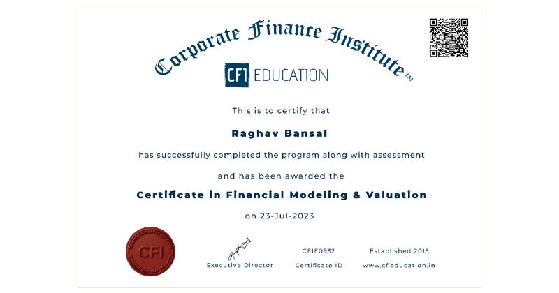 Raghav bansal on LinkedIn: Certificate in Financial Modeling ... Raghav bansal on LinkedIn: Certificate in Financial Modeling ...