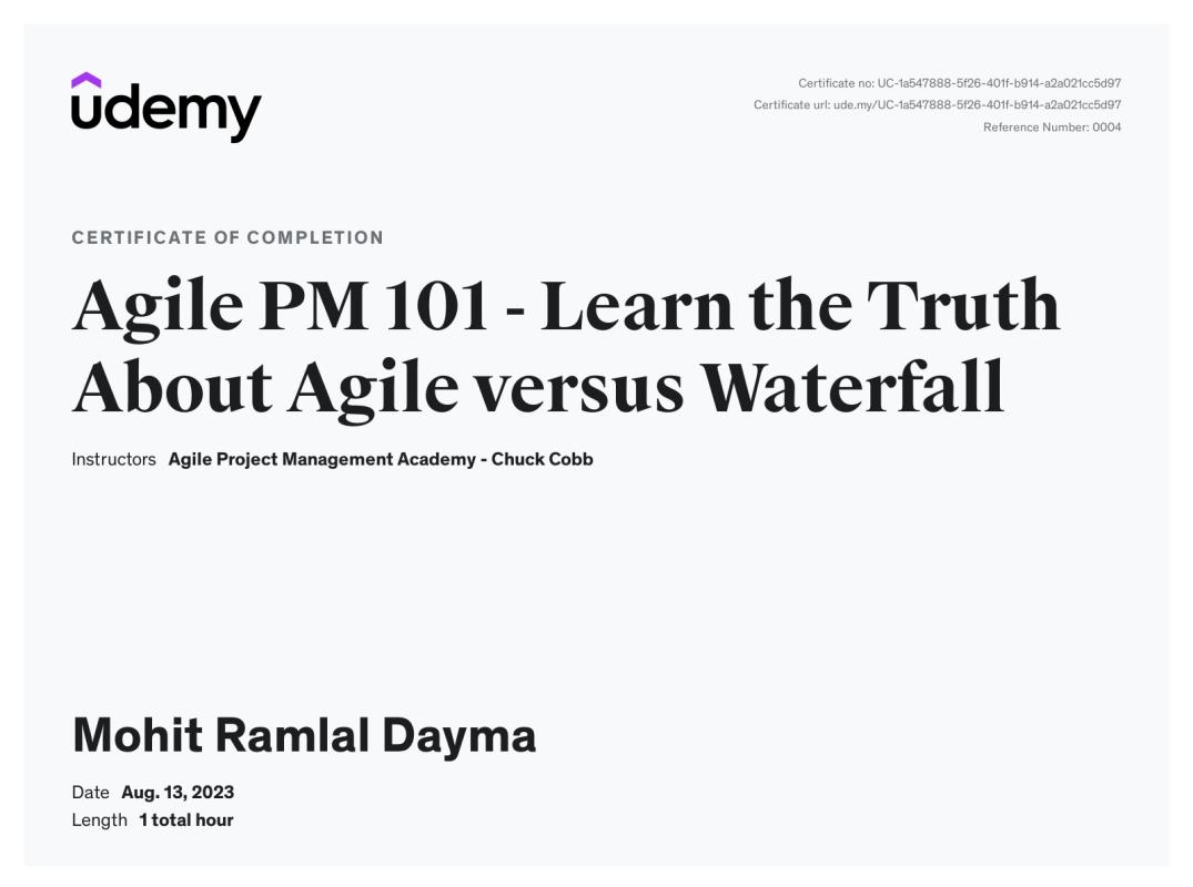 Mohit Dayma on LinkedIn: Udemy Course Completion Certificate Mohit Dayma on LinkedIn: Udemy Course Completion Certificate