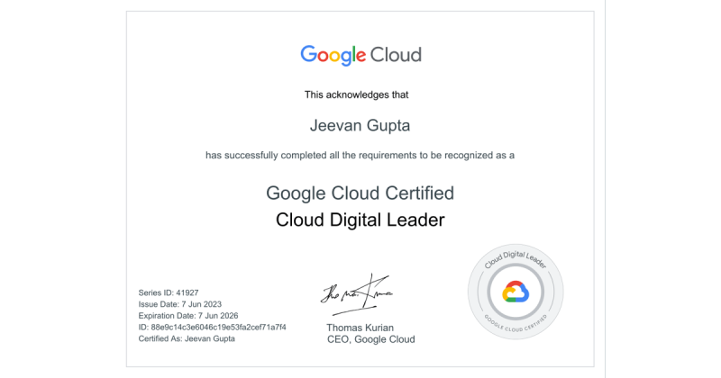 Jeevan Gupta on LinkedIn: Cloud Digital Leader • Jeevan Gupta • Google ... Jeevan Gupta on LinkedIn: Cloud Digital Leader • Jeevan Gupta • Google ...