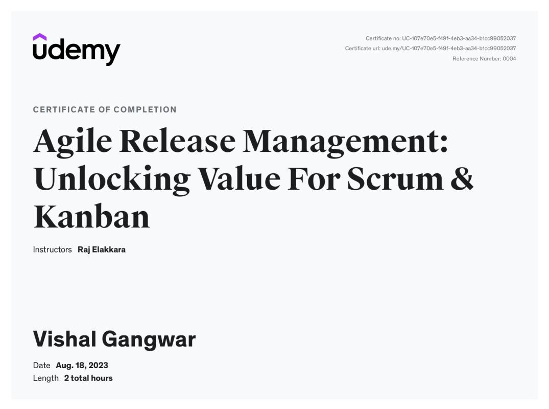 Vishal Gangwar on LinkedIn: Udemy Course Completion Certificate Vishal Gangwar on LinkedIn: Udemy Course Completion Certificate