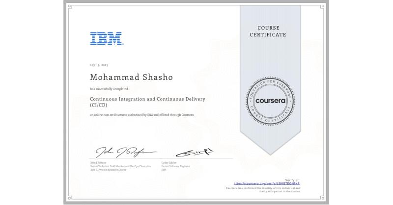 Mohammad Shasho on LinkedIn: Completion Certificate for Continuous ... Mohammad Shasho on LinkedIn: Completion Certificate for Continuous ...
