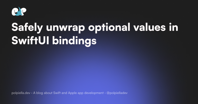 Dmitry В. on LinkedIn: Safely unwrap optional values in SwiftUI bindings Dmitry В. on LinkedIn: Safely unwrap optional values in SwiftUI bindings