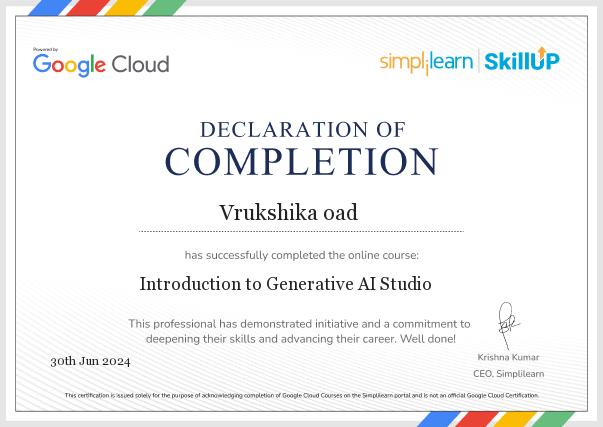 Vrukshika Oad on LinkedIn: Vrukshika oad has successfully completed the ... Vrukshika Oad on LinkedIn: Vrukshika oad has successfully completed the ...