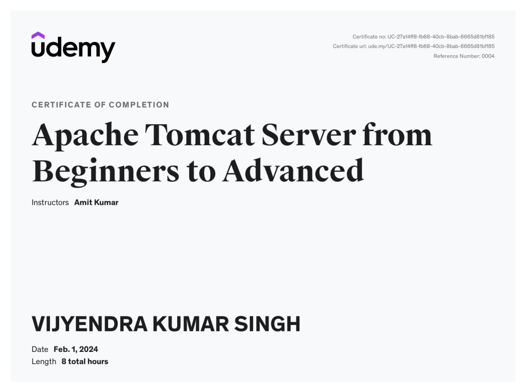 Vijyendra Kumar Singh on LinkedIn: Udemy Course Completion Certificate Vijyendra Kumar Singh on LinkedIn: Udemy Course Completion Certificate