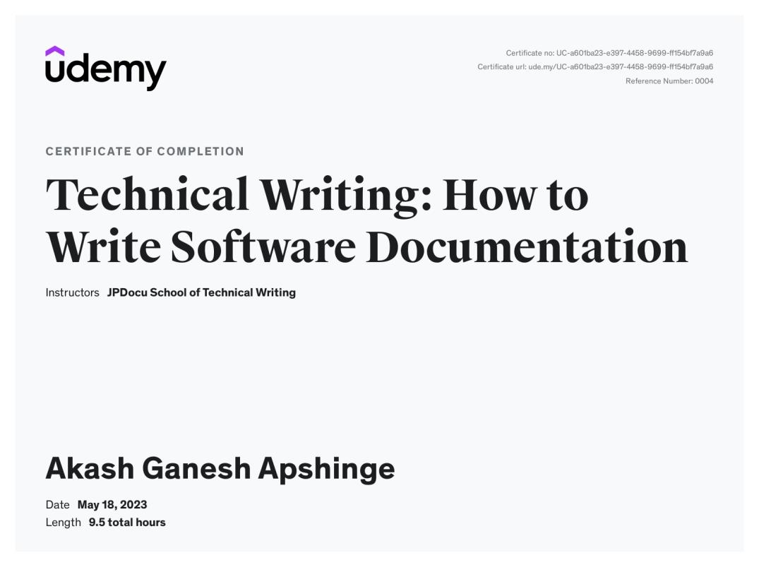 Akash Apshinge on LinkedIn: Udemy Course Completion Certificate Akash Apshinge on LinkedIn: Udemy Course Completion Certificate
