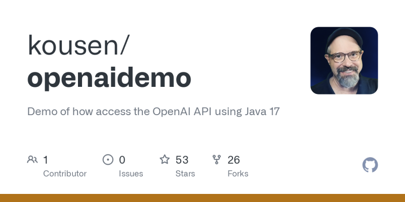 Stefano Fago on LinkedIn: GitHub - kousen/openaidemo: Demo of how ... Stefano Fago on LinkedIn: GitHub - kousen/openaidemo: Demo of how ...