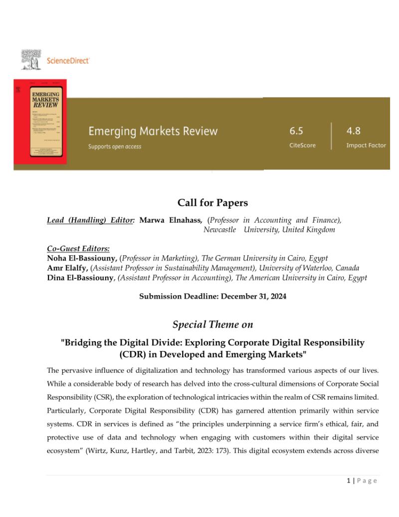 Dina El-Bassiouny on LinkedIn: (PDF) Call for Papers Special Theme on ... Dina El-Bassiouny on LinkedIn: (PDF) Call for Papers Special Theme on ...