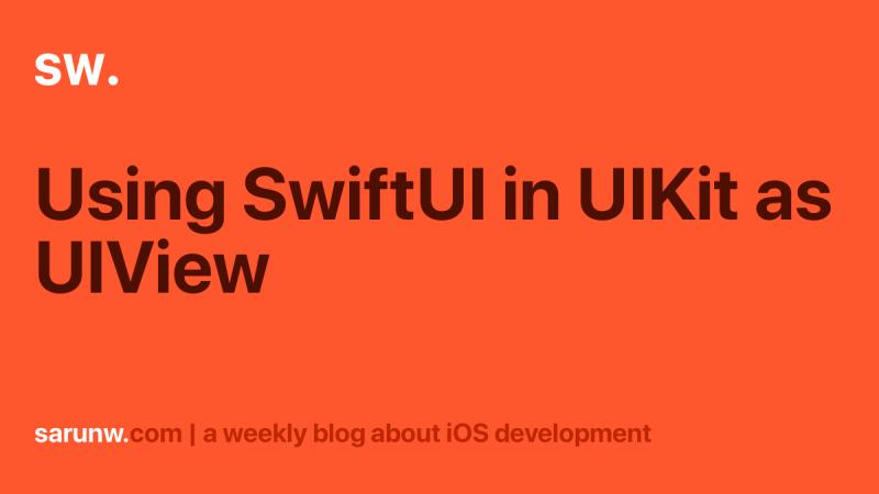 Mahmoud Bassuni on LinkedIn: Using SwiftUI in UIKit as UIView | Sarunw Mahmoud Bassuni on LinkedIn: Using SwiftUI in UIKit as UIView | Sarunw