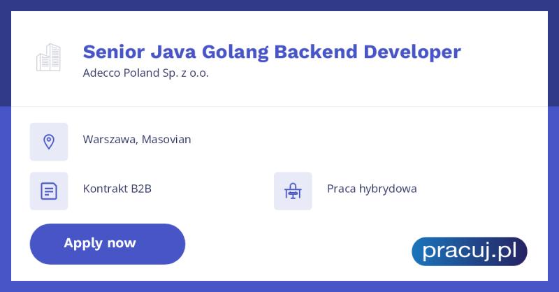 Kavitha Rani Srinivas on LinkedIn: Oferta pracy Senior Java Golang ... Kavitha Rani Srinivas on LinkedIn: Oferta pracy Senior Java Golang ...