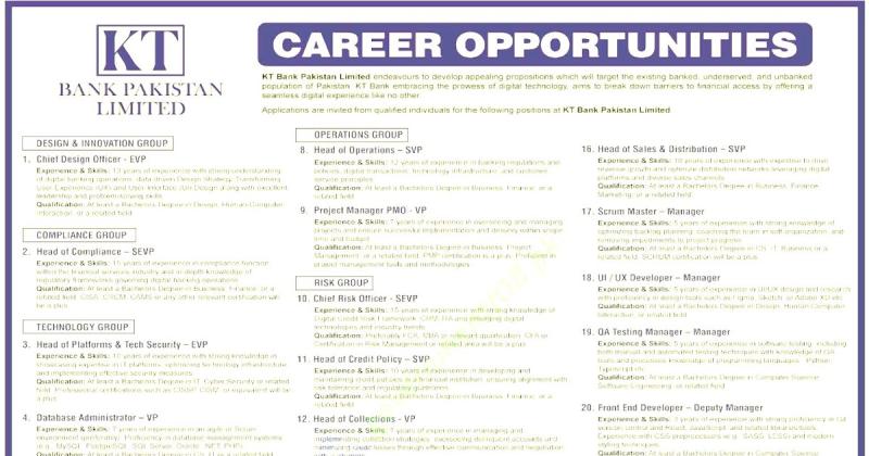 Muhammad farhan on LinkedIn: KT Bank Limited Jobs 2024 a Part of NBP Muhammad farhan on LinkedIn: KT Bank Limited Jobs 2024 a Part of NBP