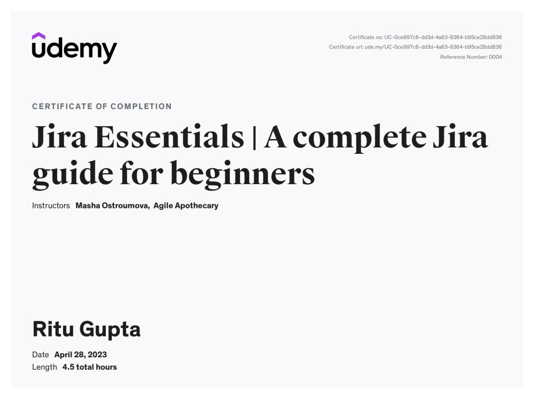 Ritu Gupta on LinkedIn: Udemy Course Completion Certificate Ritu Gupta on LinkedIn: Udemy Course Completion Certificate