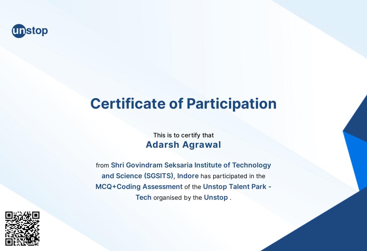 Adarsh Agrawal on LinkedIn: Certificate of Participation Adarsh Agrawal on LinkedIn: Certificate of Participation