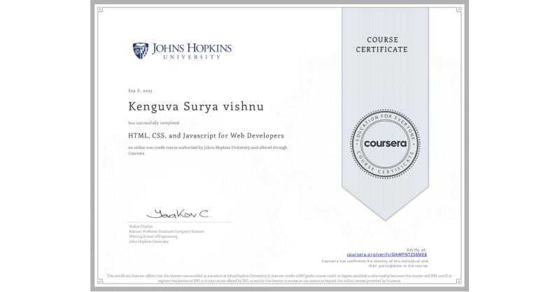 KENGUVA SURYA VISHNU on LinkedIn: Completion Certificate for HTML, CSS ... KENGUVA SURYA VISHNU on LinkedIn: Completion Certificate for HTML, CSS ...