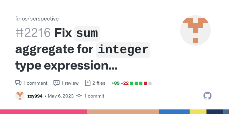 Pearl L. on LinkedIn: Fix `sum` aggregate for `integer` type expression ... Pearl L. on LinkedIn: Fix `sum` aggregate for `integer` type expression ...