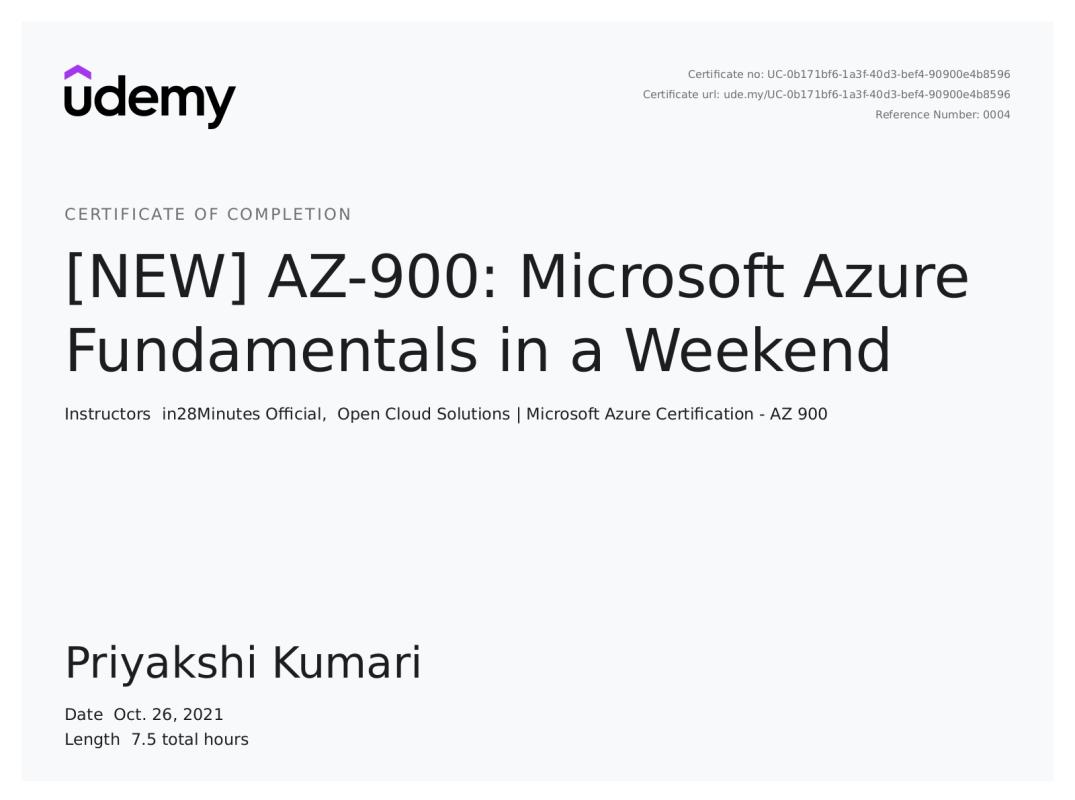 Priyakshi kumari on LinkedIn: Udemy Course Completion Certificate Priyakshi kumari on LinkedIn: Udemy Course Completion Certificate