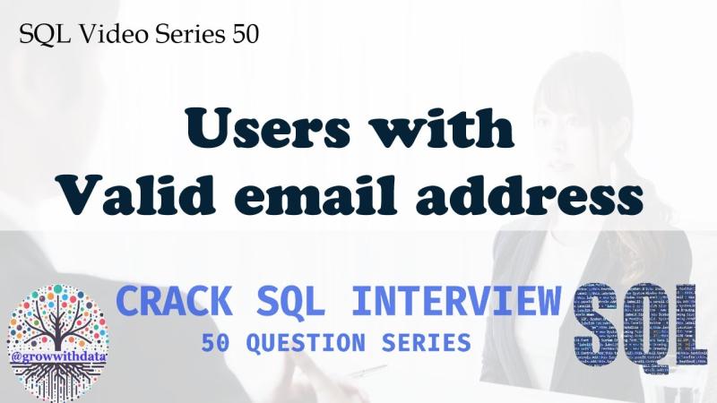 Jegan Velappanpillai on LinkedIn: Users with Valid email | SQL ... Jegan Velappanpillai on LinkedIn: Users with Valid email | SQL ...