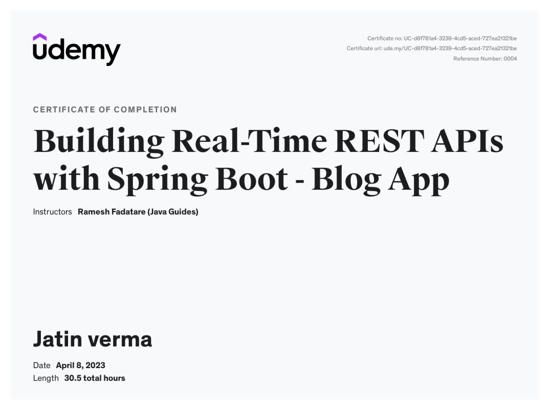 JATIN VERMA on LinkedIn: Udemy Course Completion Certificate JATIN VERMA on LinkedIn: Udemy Course Completion Certificate
