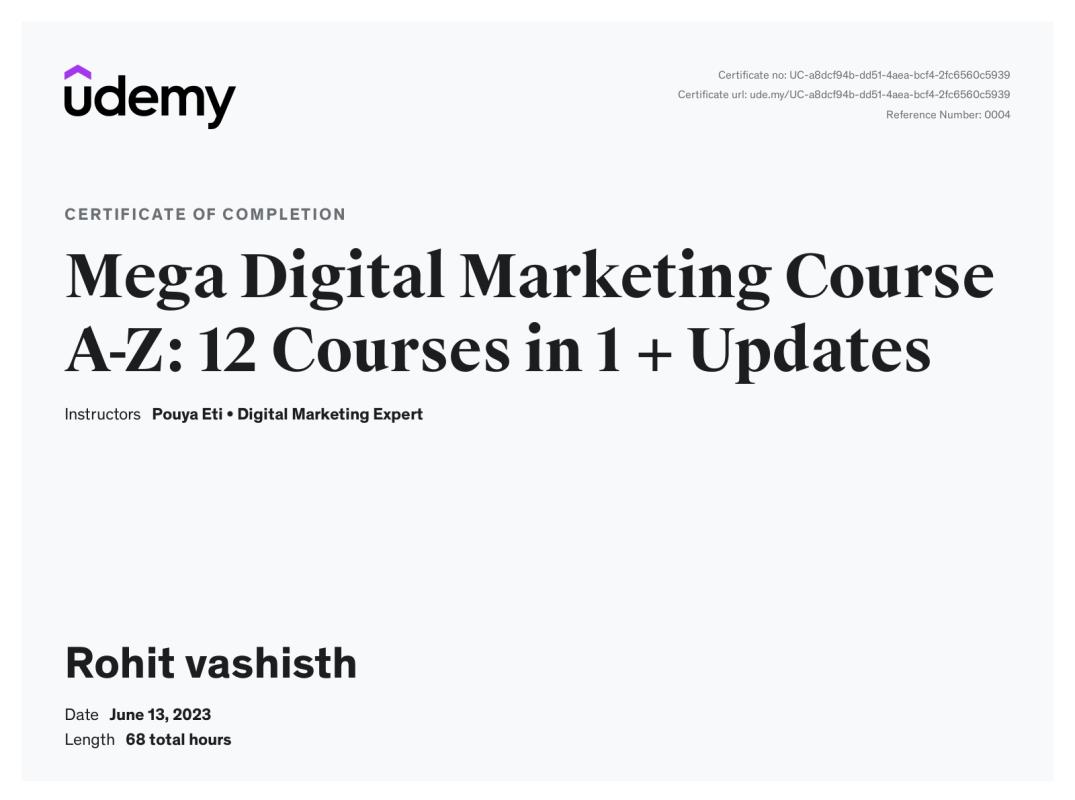 Rohit Vashisth on LinkedIn: Udemy Course Completion Certificate Rohit Vashisth on LinkedIn: Udemy Course Completion Certificate