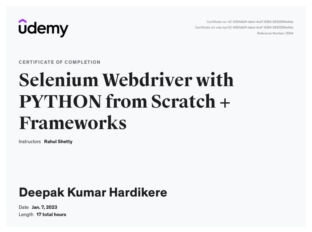 Deepak Kumar Hardikere on LinkedIn: Udemy Course Completion Certificate Deepak Kumar Hardikere on LinkedIn: Udemy Course Completion Certificate