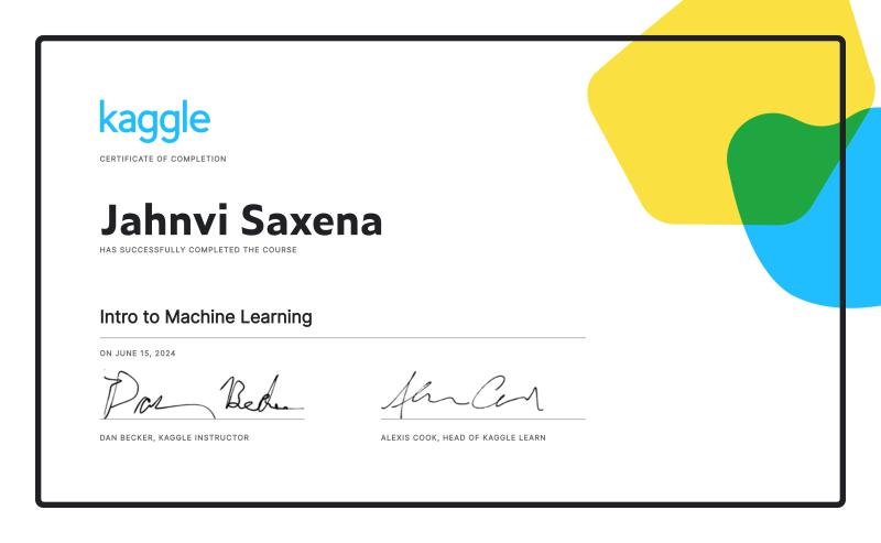 Earned my Machine Learning certificate! | Jahnvi Saxena posted on the ... Earned my Machine Learning certificate! | Jahnvi Saxena posted on the ...