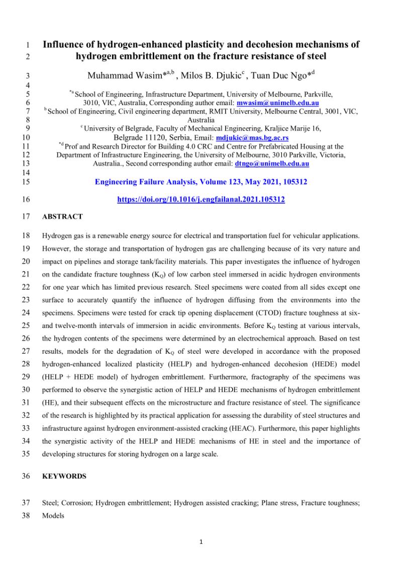 Milos Djukic on LinkedIn: (PDF) Influence of hydrogen-enhanced ... Milos Djukic on LinkedIn: (PDF) Influence of hydrogen-enhanced ...