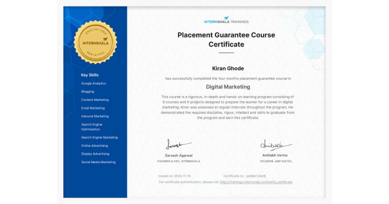 Kiran Ghode on LinkedIn: Successfully completed the Digital Marketing ... Kiran Ghode on LinkedIn: Successfully completed the Digital Marketing ...