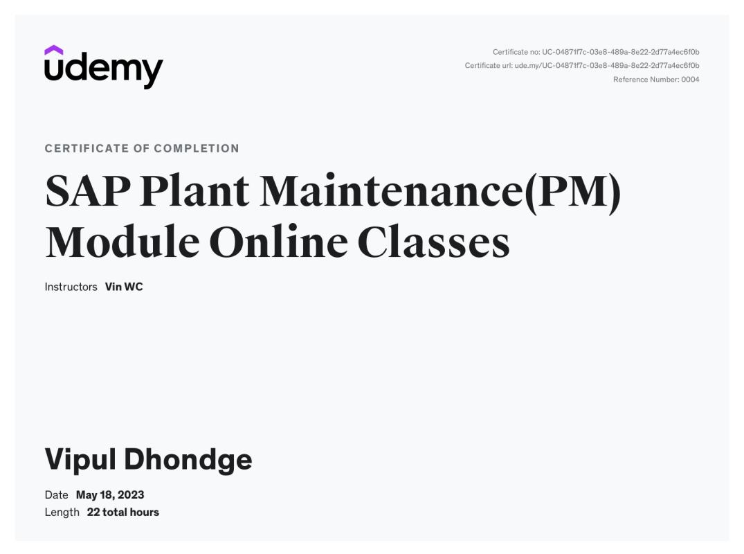 Vipul Dhondge on LinkedIn: Udemy Course Completion Certificate Vipul Dhondge on LinkedIn: Udemy Course Completion Certificate